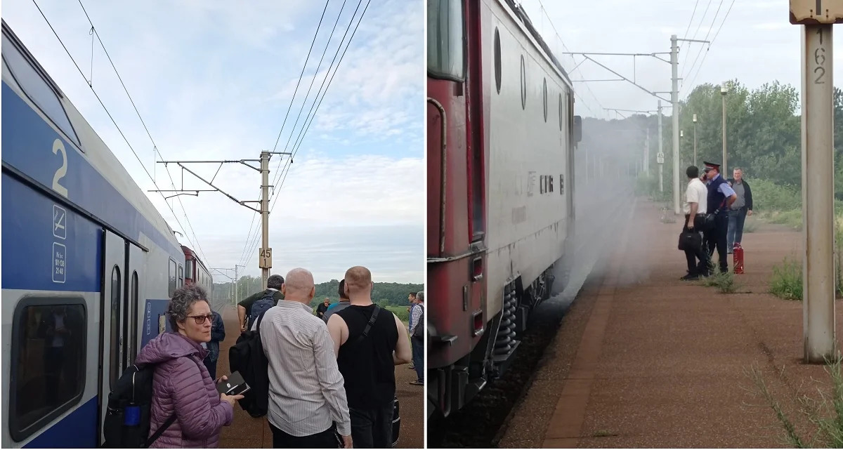 Locomotiva unui tren plin cu navetiști de la Ploiești la București a ...